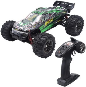 torxxer 1:16 scale brushless rc truck - high speed hobby grade rc car, hits 33mph - off road 4wd for grip on any terrain - ready to run waterproof trophy truck (green)