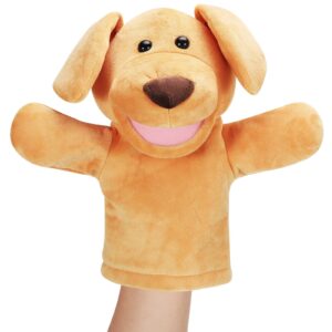 zomiboo hand puppets soft animal hand plush toy with movable mouth imaginative pretend play stocking storytelling interactive toy (dog)