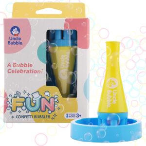 uncle bubble mini bubble blower - non toxic plastic confetti bubbler, fun summer toys for kids, girls and boys, blow thousands of mini bubbles in one breath