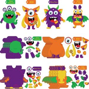 24 sets halloween craft paper ornaments halloween craft kits diy craft halloween paper decorative kit art craft diy handcraft supplies for game activities