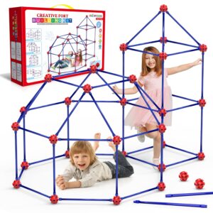 springflower fort building kit for kids,stem construction toys, educational gift for 4 5 6 7 8 9 10 11 12 years old boys and girls,ultimate creative set for indoor & outdoors activity,120 pcs