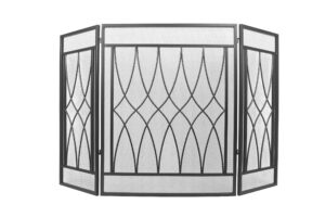 large metal 3-panel fireplace screen black decorative wrought iron mesh fireplace gate 51''(l) x 32''(h)