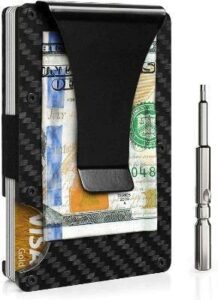 psyco tropix carbon fiber wallet - metal wallet - minimalist wallet - rfid blocking front pocket wallet - carbon fiber money clip - card holder - thin wallet