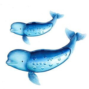 liffy metal dolphin wall decor 15inch coastal sculpture art hanging for indoor bathroom outdoor beach garden pool,set of 2