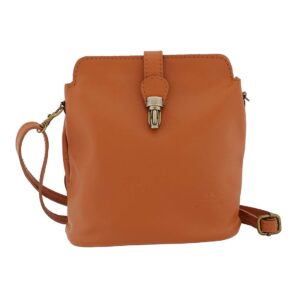 fioretta italian genuine leather crossbody bag shoulder bag purse snap closure for women - tan brown