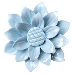 suvcotin ceramic wall flower decor sunflower 3d hanging artificial flower home garden farmhouse decoration, blue, 3.54 in