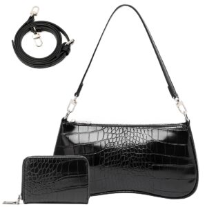 lapsting shoulder bag for women 90s trendy purse small clutch y2k fashion mini black handbag with crossbody strap black