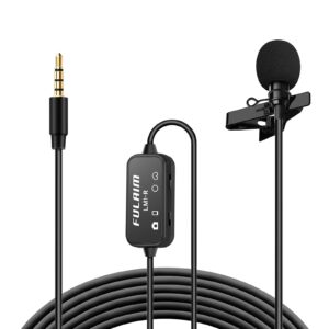 fulaim lavalier lapel microphone for smartphone, 19.7ft professional omnidirectional clip mic for youtube/interview/recording for pc, laptop