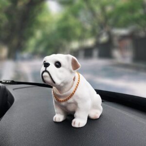 seadear car nodding dog decoration cute dog ornaments shaking head dog car dashboard ornaments ornamentss creative gifts car ornaments (white bulldog)