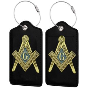 masonic symbol luggage tags privacy cover id label with stainless steel loop and address card for travel bag suitcase