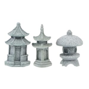 yarnow mini pagoda statue ceramic fairy garden figurine hexagon environments flower vase aquarium decorations diy micro landscape ornament 3pcs, light grey, 5.5x2.8cm (302o3hb0n1eg1511i1lavd)