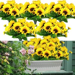 qianyun sunflower artificial flowers,10pcs small daisy small wild flower,realistic silk sunflower for party bouquet arrangement home desktop wedding decor home garden decoration (style a)