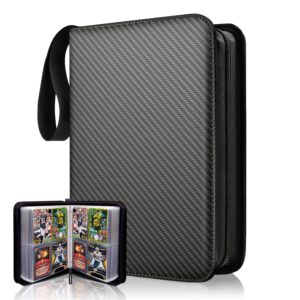 400 pockets packapro trading cards binder -zipper sports cards collector with removable sleeves - card binders album folder holder for tcg yugioh cards binder boys girls gifts - metal grey