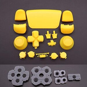 replacement silicone rubber conductive pad & full set joysticks dpad r1 l1 r2 l2 triggers bumpers direction key abxy buttons for sony ps5 controller (yellow)