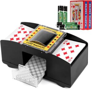 szbjsmf card shuffler 2 deck, automatic card shuffler with 4 aa battery for deck of playing card, uno, texas hold'em, poker, home card games, blackjack