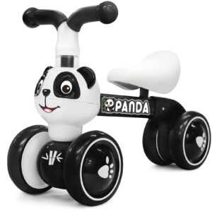 baby balance bikes for 1 2 3 year old boys girls, riding toys for 10-36 month toddler | no pedal infant 4 wheels baby bicycle | best first birthday new year holiday (panda)