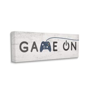 stupell industries game on video gamer phrase blue vintage controller, designed by daphne polselli canvas wall art, 13 x 30, grey