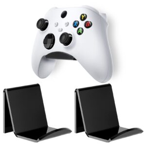 mwoot game controller holder wall mount (2 pack) for xbox one/ ps4/ ps5/ switch/steam/pc, gamepad headphone stand holder, screw-free, stick on, universal controller accessories (black)