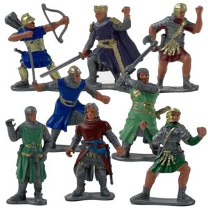 artcreativity knight action figures for kids, set of 16, free-standing knight figurines with realistic details, medieval party decorations and cake toppers, knight party favors for boys & girls