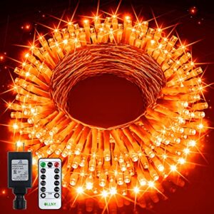 ollny halloween lights outdoor indoor, 60 ft 180 led halloween decorations lights orange, waterproof string fairy lights plug in, 8 modes and timer light for party, yard, door, christmas, home decor