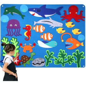 crafty toyz ocean animals felt board set – toddler sea creatures play kit – kids preschool classroom story crafts – toddlers learning animal wall toy