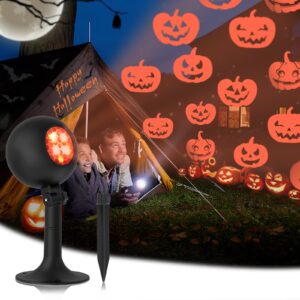 halloween lights, outdoor pumpkin light projector indoor holiday decoration lamp waterproof led show dynamic spotlight outside night projection for party house home yard garden decorations