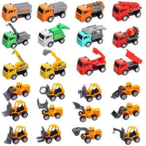 3 otters engineering car toys, 24pcs construction trucks toys small construction vehicles pull back toy