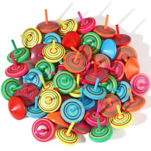 aoriher wood spinning tops for kids, colorful wooden gyroscopes toy, educational kindergarten toys, rainbow spin tops for games party favors birthday gifts(12 pieces)