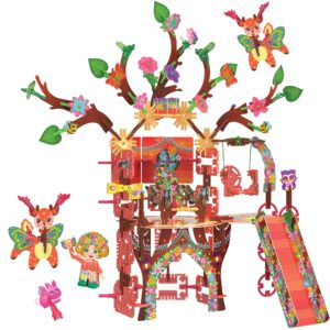 pinxies fairy treehouse | build-your-own magical forest play set, kids 3d puzzle toy - stem girl toys ages 6-7 and up