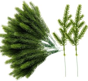 purple star 1n 120pcs artificial pine needles branches garland-6.7 x 2.0 inch green plants pine needles-fake greenery pine picks for christmas wedding party home garden fireplace décor