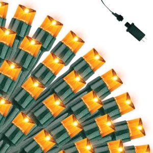 joiedomi 100 led orange halloween string lights with 8 modes 32.4ft green wire for indoor outdoor holiday décor halloween event decoration, tree, eaves, haunted house theme party