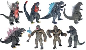 twcare 8pcs attacking king kong vs godzilla toys 2021 movable joint action figures king of the monsters birthday dinosaur kid gift cake toppers