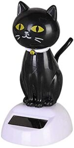 solar cat bobble shaking head dancing toy cat figurine statue car dash board ornaments for car vehicle decoration - black