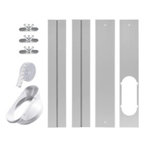 varwaneo portable air condition window seal kit with 5.1in coupler, 4pcs adjustable length panel from 17in to 61 in,portable ac vent kit sliding door air conditioner kit