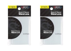 bcw_supplies mini american anti-glare board game sleeves - 41mm x 63mm - bundle of 2 packs - 100 sleeves total