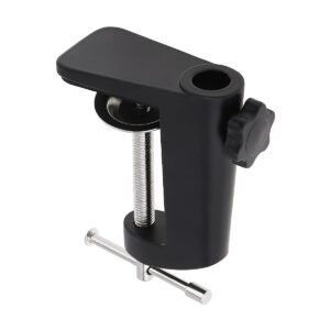 rtnlit universal c shape table mounting clamp for microphone suspension boom scissor arm stand holder with adjustable positioning screw, fits up to 2.16"/5.5cm desktop thickness-black