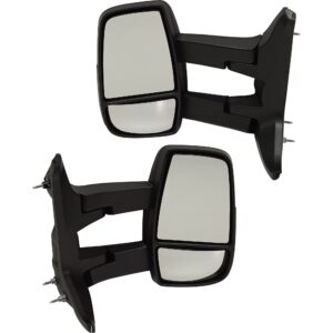 kool vue driver & passenger side manual heated towing mirrors for ford transit-250 transit-350 transit-150 transit-350 hd 2015-2019 without signal light textured models with medium or high roof