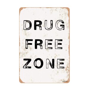 pengbaax drug free zone retro tin sign vintage metal sign wall poster plaque for home garden yard road 12x8 inch