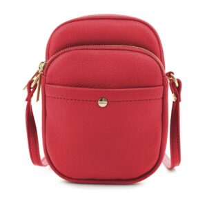 emperia double compartments small crossbody bag with adjustable shoulder strap front slip pocket -rd