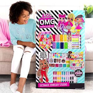 l.o.l. surprise! o.m.g. double feature ultimate jewelry studio, over 2500 beads, create 50+ pieces of jewelry doll charms, alphabet beads & stickers, bead kit for kids ages 6, 7, 8, 9