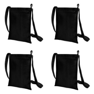 muka 4 pack small crossbody canvas zipper bag, 7 x 9 inch black bag for diy craft