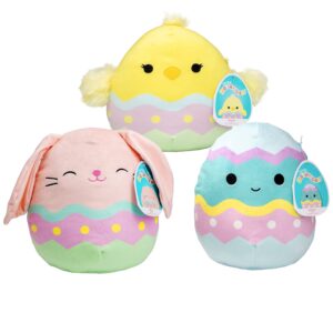 squishmallows 8" bunny, chick & egg 3 pack - officially licensed kellytoy easter plush - collectible soft & squishy easter stuffed animal toy - add to your squad - gift for kids, girls & boys - 8 inch