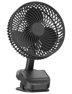 xasla 10000mah oscillating battery operated fan, 8” rechargeable clip on fan, 4 speeds, power bank battery, timer, clip & hook for grow tent, treadmill, golf cart, camping, baby stroller