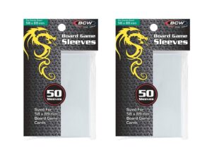 bcw standard chimera board game sleeve - 58mm x 89mm - bundle of 2 packs - 100 sleeves total