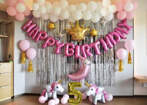 simon&isaac 2nd birthday decorations for girls pink unicorn theme princess girl birthday party decorations (2nd birthday) …