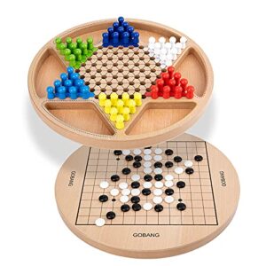 werock chinese checkers & gobang (five in a row) 2 in 1 traditional strategy board game for family and party