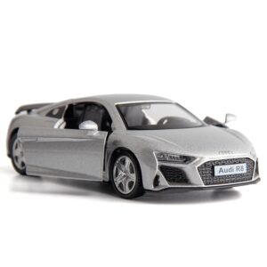 rmz city compatible for 1:36 diecasting alloy car model audi r8 toy car, pull back vehicles toy car for toddlers kids boys girls gift silver