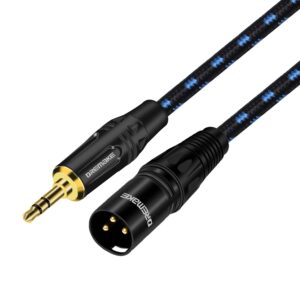 dremake 3.5mm to xlr microphone cable 1ft, 1/8 inch (3.5mm) male to xlr male unbalanced cable, xlr to 3.5mm stereo audio cable compatible for mobile phone, active speakers, stage, studio audio console