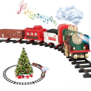 sopu train sets for kids, electric train toy with steam locomotive engine, railway kits, cargo cars & tracks and smokes, lights & sound best christmas train set for boys girls 3 4 5 6 7 8 9 10+ years