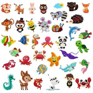 82 pcs diamond art stickers kits for kids and adult 5d animal diy diamonds paint by numbers art handmade craft for beginners cute animal & sea world mosaic stickers gift for children boys girls